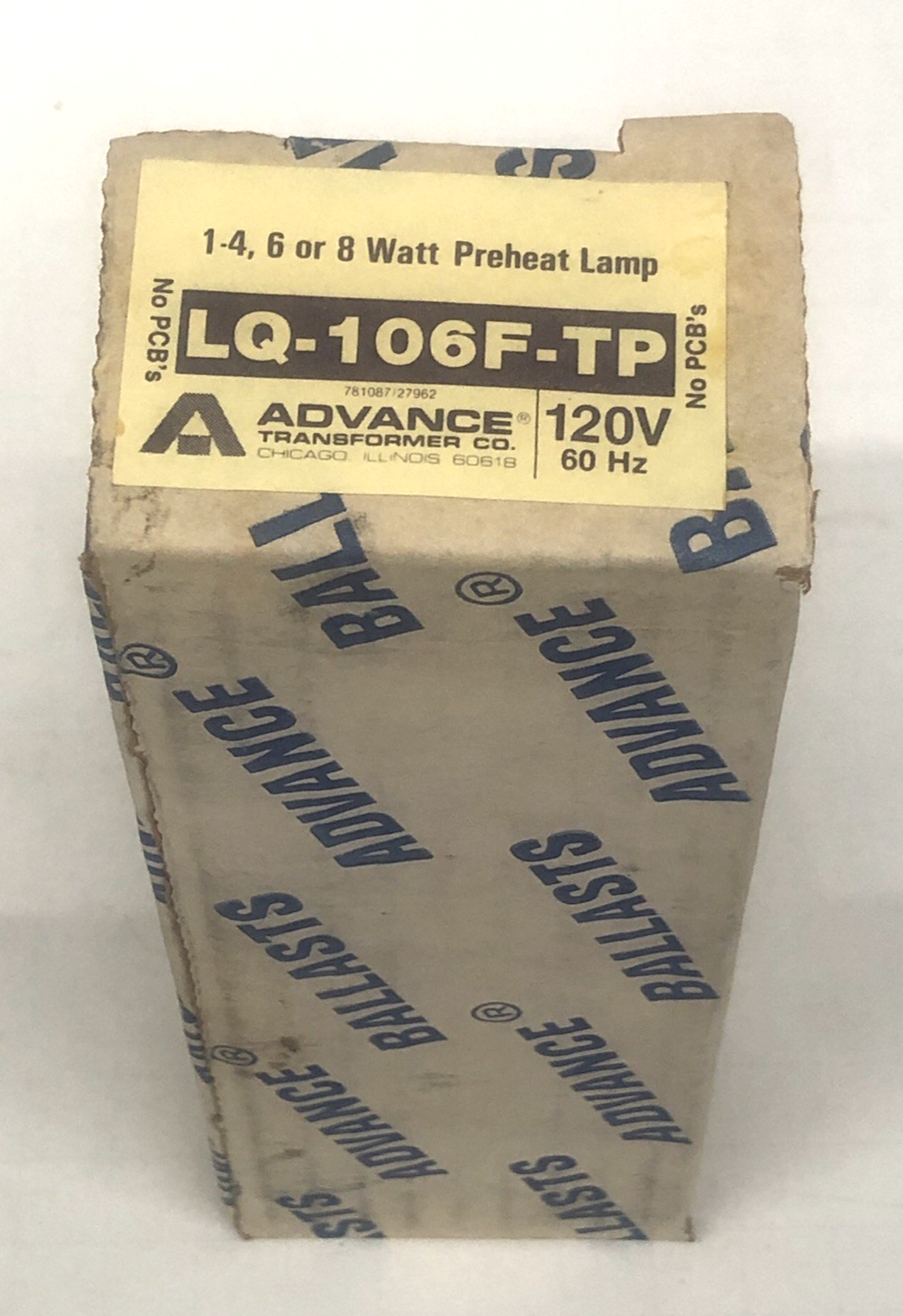 NOS ADVANCE LQ-106F-TP FLUORESCENT BALLAST FOR (1) F4T5 F6T5 F8T5 ...
