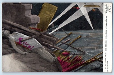 Paris France Postcard Anti German Propaganda Assassins Throw Explosive ...