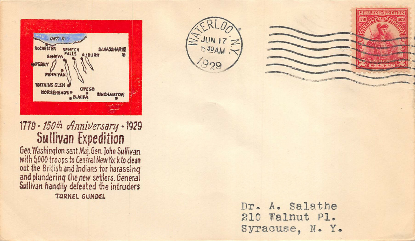 657 2c Sullivan Expedition unlisted, Gundel hand painted add-on cachet ...