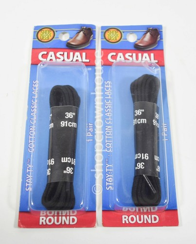 2 Shoe Gear Casual Shoe Laces Round Black 36 Inches 91 cm 8 to 9 ...