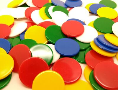 Counters 22mm diameter. Mixed and single colours. Tiddlywinks x100 ...