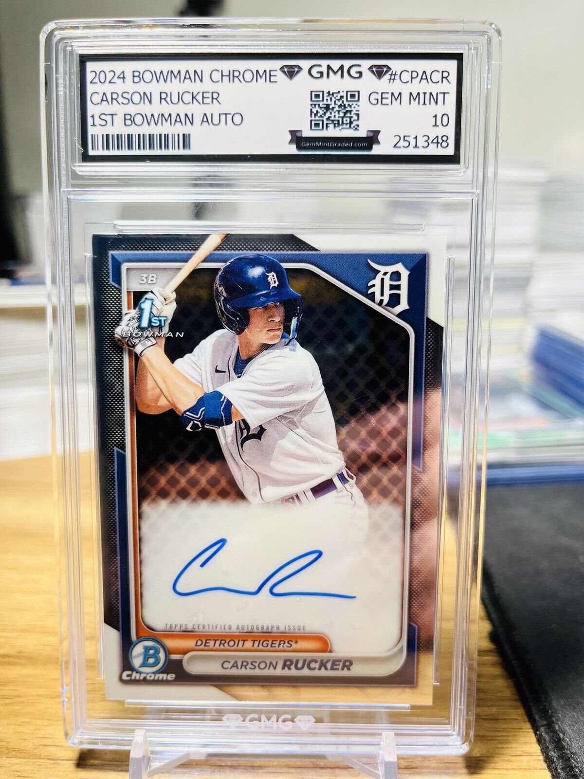 2024 Bowman Chrome Carson Rucker 1st Bowman Auto GMG Graded 10 Gem Mint ...