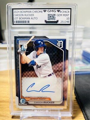 2024 Bowman Chrome Carson Rucker 1st Bowman Auto GMG Graded 10 Gem Mint ...