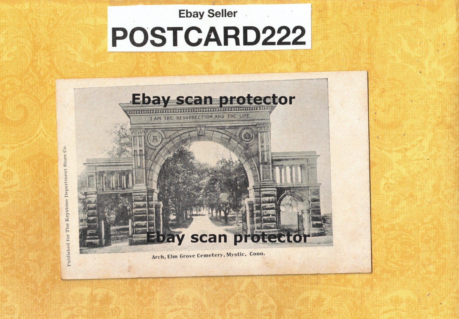 CT Mystic 1901-09 antique postcard ARCH ELM GROVE CEMETERY CONN | eBay