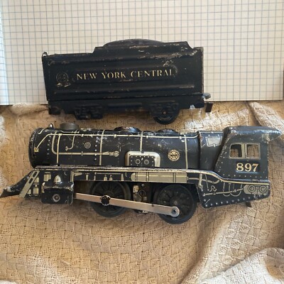 Vintage Marx #897 Tin Litho Locomotive with Tender, for parts or repair ...