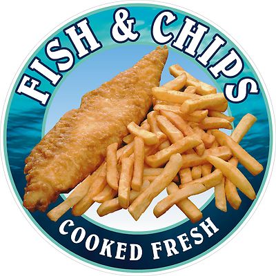 FISH & CHIPS Sticker Printed Food, Catering, Cafe, Resturant | eBay UK