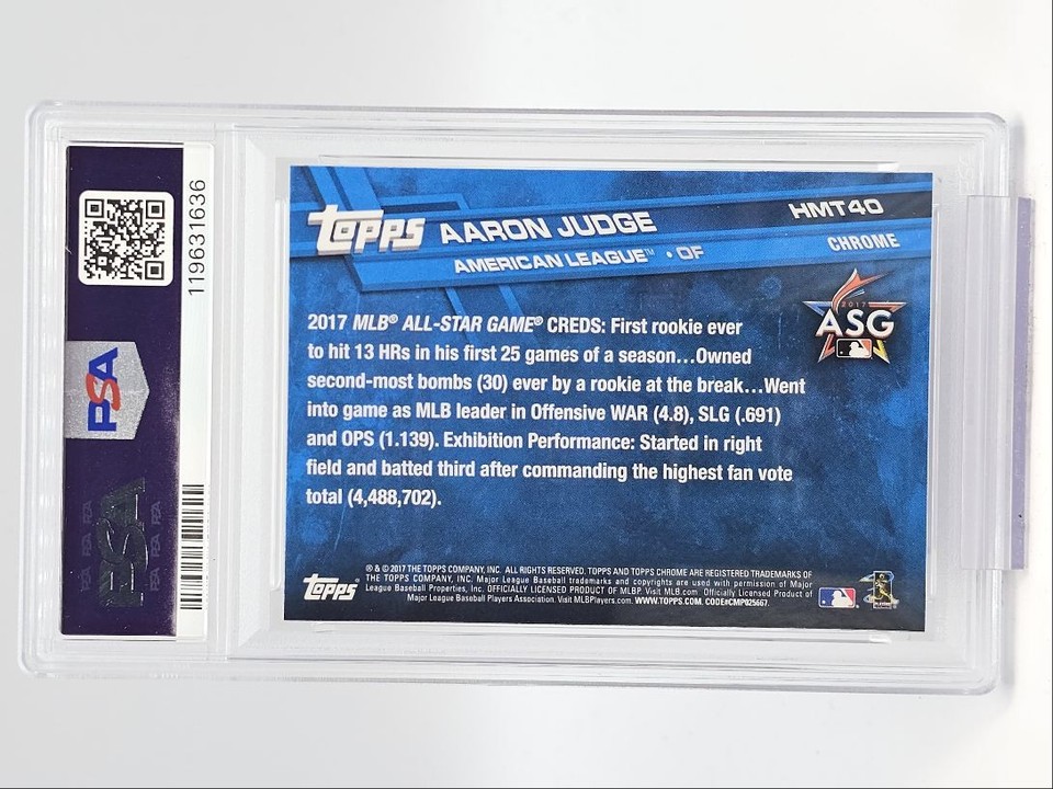 AARON JUDGE 2017 TOPPS CHROME UPDATE ROOKIE ALL-STAR GAME MINT RC PSA 9 ...
