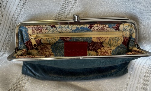 HOBO The Original Lauren Blue Distress Leather Kiss Lock Magnetic ...