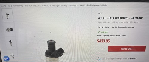 ACCEL 24 LBS Fuel Injectors 24 lb/hr 150824 2002 Mustang Gt 4.6l 2v | eBay