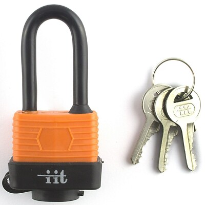 1.5" HEAVY DUTY WATERPROOF PADLOCK w/ LONG SHANK Key Tumbler Steel Lock ...