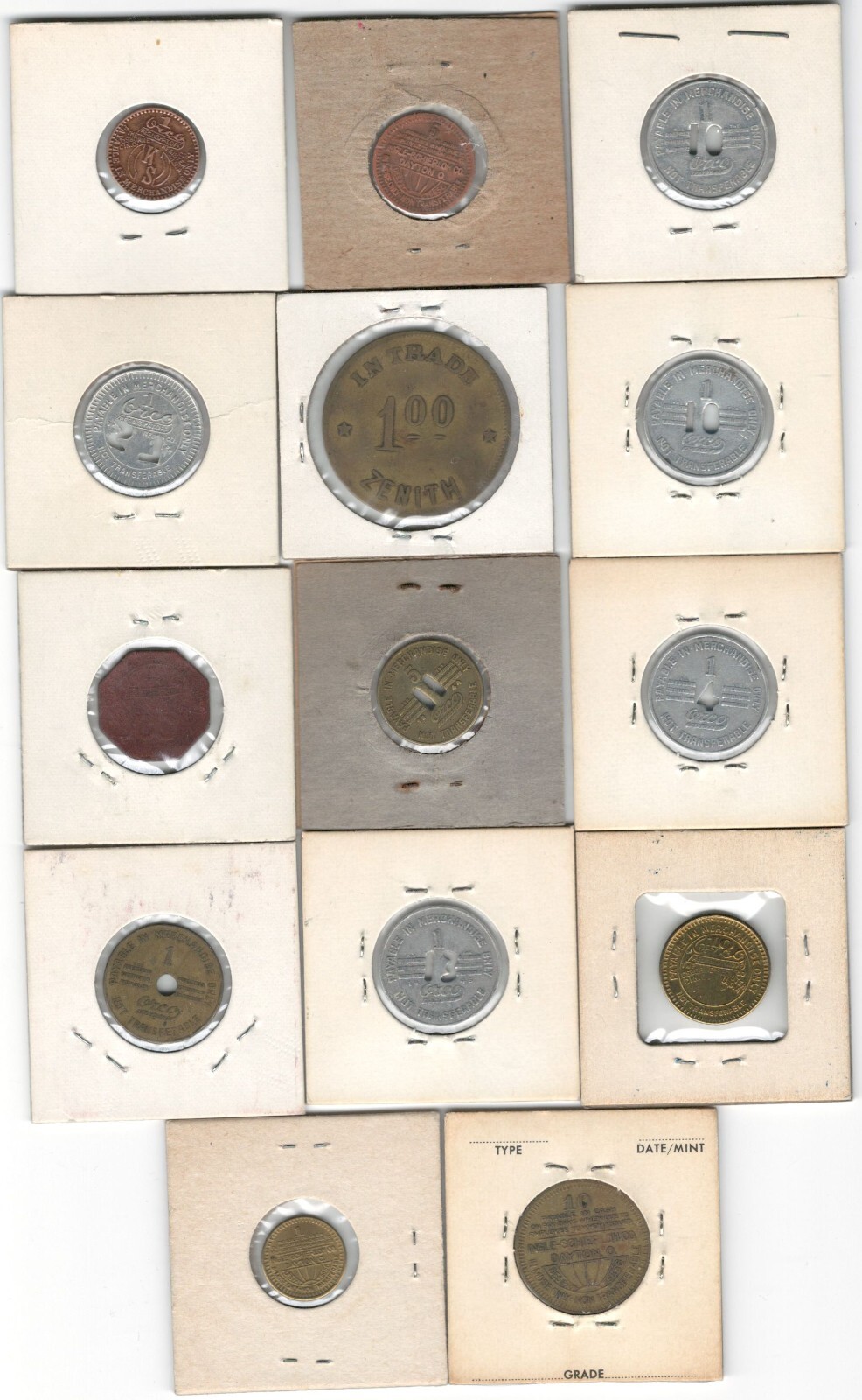 Mixed Lot Of 14 Different Orco & Ingle Coal Scrip Tokens--WEST VIRGINIA ...