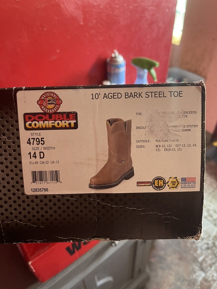Justin Men's Original Work boots 10” Aged Bark Steel Toe Style: 4795 ...