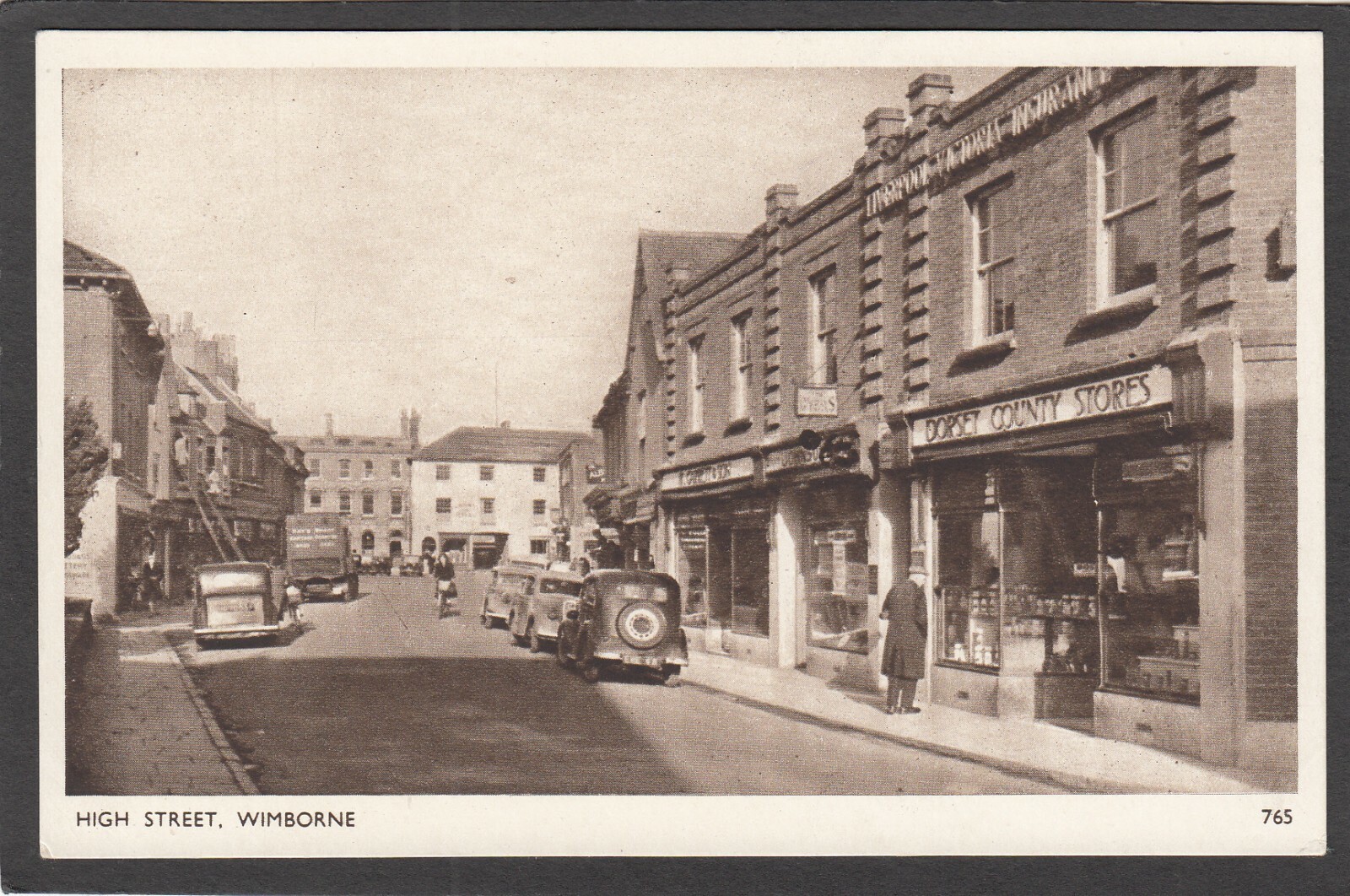 Postcard Wimborne Minster nr Poole Dorset shops in High Sreet | eBay