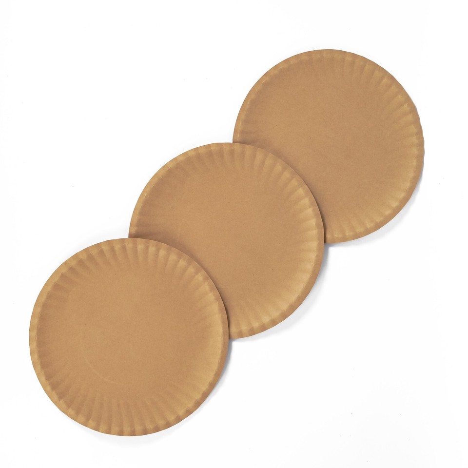 Disposable Brown Kraft Paper Plates - Unbleached and Uncoated - 6-Inch ...