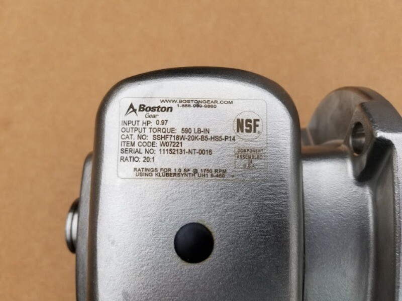 Boston Gear SSHF718W-20K-B5-HS5-P14 Stainless Speed Reducer 700 Series ...