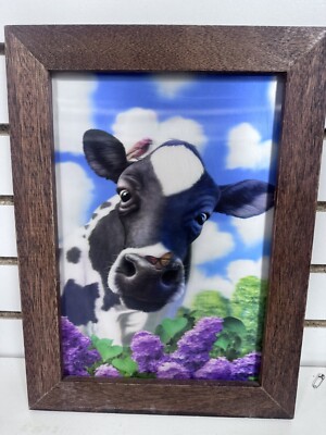 Anamorphic Cow Window Wall Hanging Wood Framed Farm Art Picture BH | eBay
