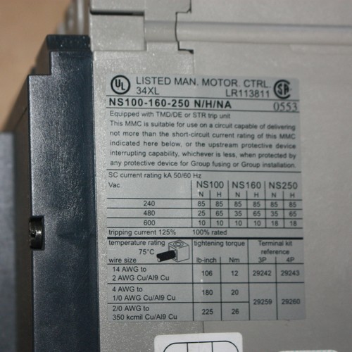 MERLIN GERIN SCHNEIDER Compact NS160H 160A 3P CIRCUIT BREAKER NS100-160 ...