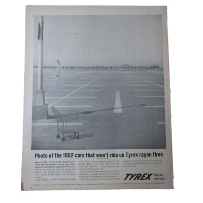 1961 Tyrex Rayon Tires - Empty Parking Lot - Vintage Print Ad | eBay