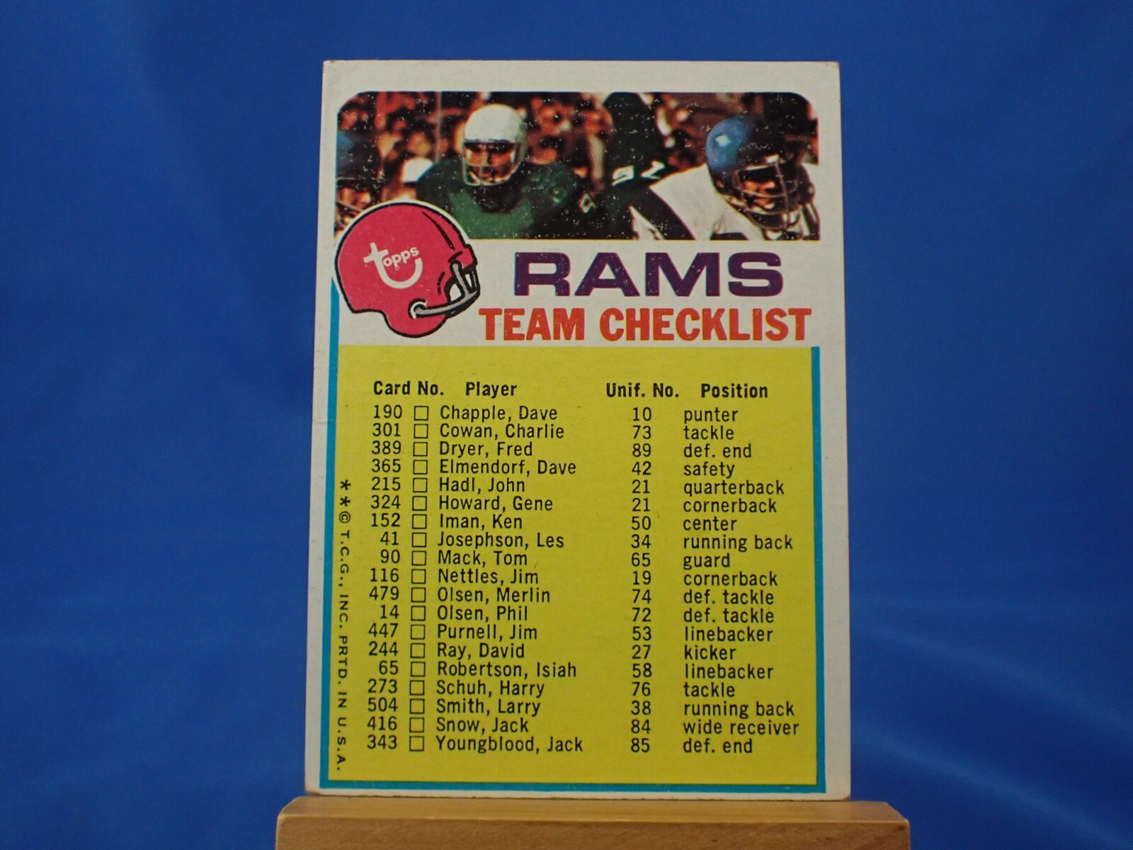 1973 Topps Football Checklist Los Angeles Rams | eBay