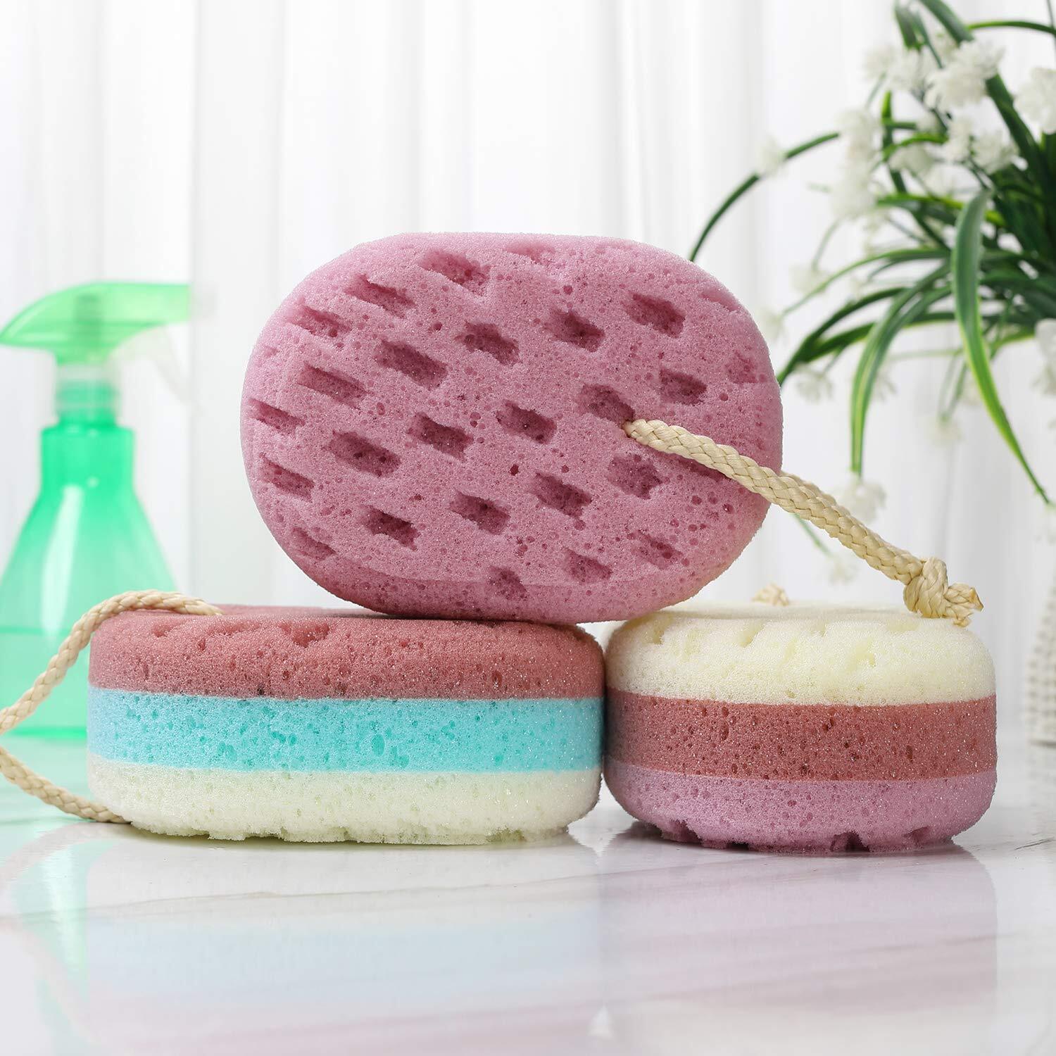 KECUCO 3 Pcs Bath Sponge for Women Men Adults Kids. Sponge Loofah Body ...