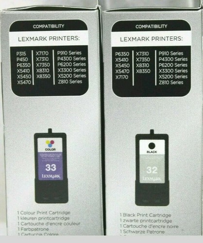 Genuine Lexmark 32 Black & Lexmark 33 Colour ink Cartridges - FREE ...
