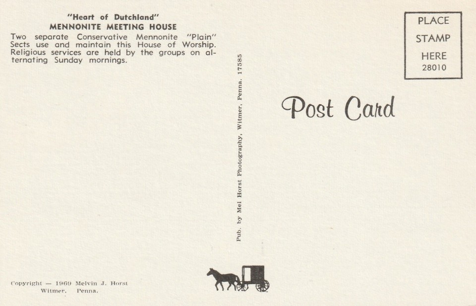 1969, Mennonite Meeting House, Heart of Dutchland, Melvin Horst, Witmer ...