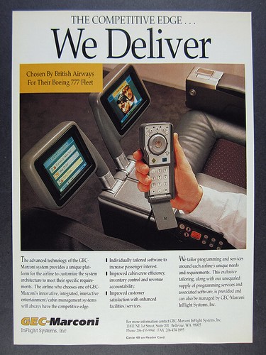 1993 GEC-Marconi Airline Aircraft InFlight System vintage print Ad | eBay