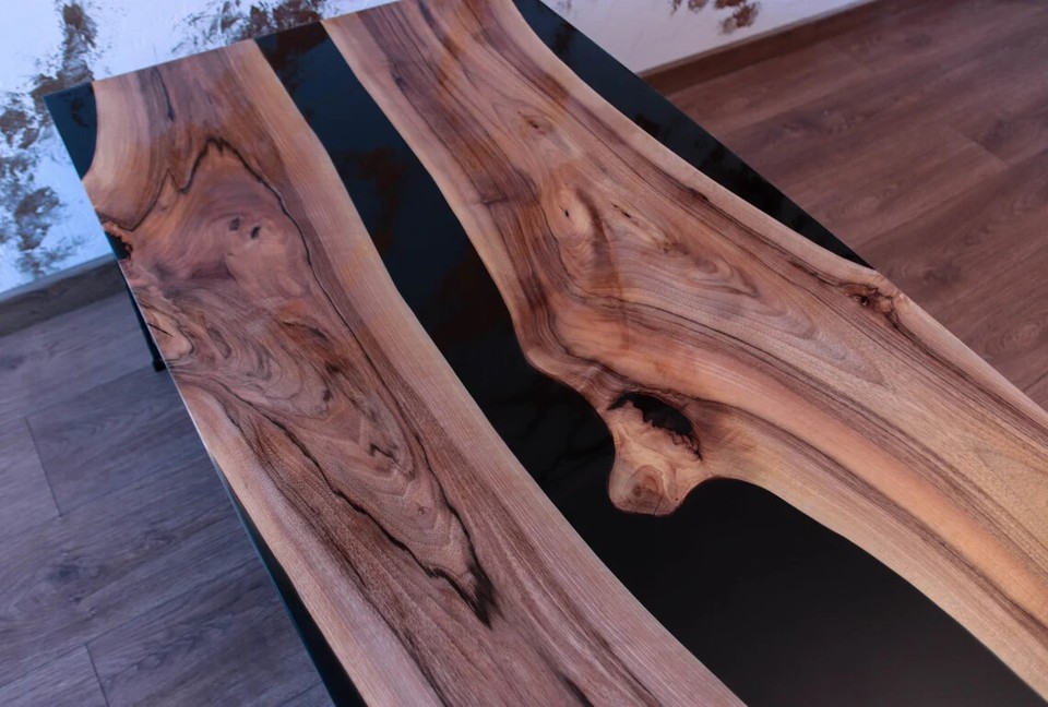 Custom Walnut Resin River Table, Writing Desk, Computer Desk, Walnut ...