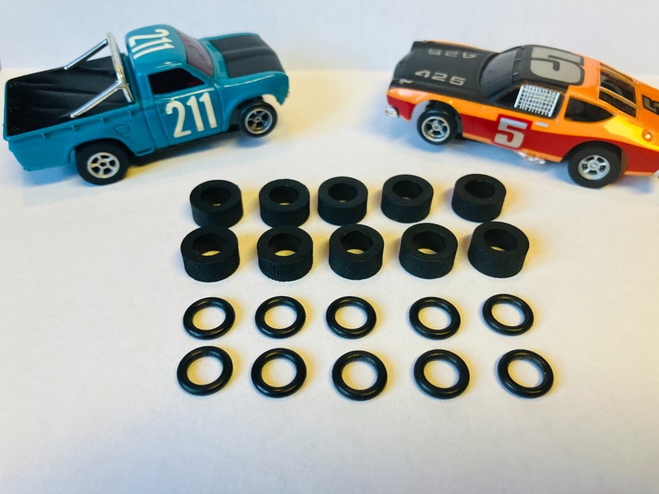 AFX~NEW (10) Rear Rubber Tires & (10) O-ring fronts Mag & Non Mag Chass ...