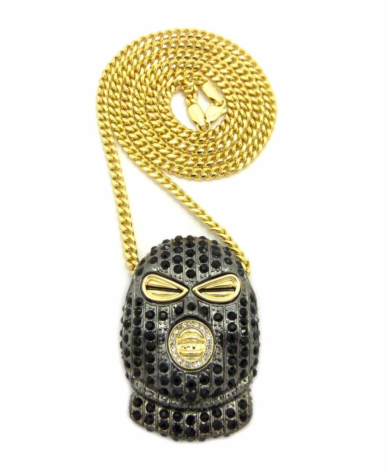 Hip Hop Iced Black Goon Mask Man Pendant W/ 30" BOX, CUBAN Chain ...