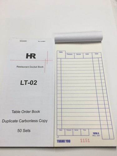 100X Large Size Duplicate Carbonless Restaurant Docket Books LT02 ...