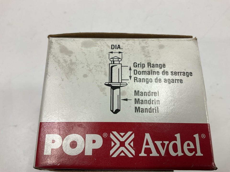 Pop Avdel 59490 Pop Rivets - 1/4" To 3/8" Grip Range, Aluminum, 3/16 D ...