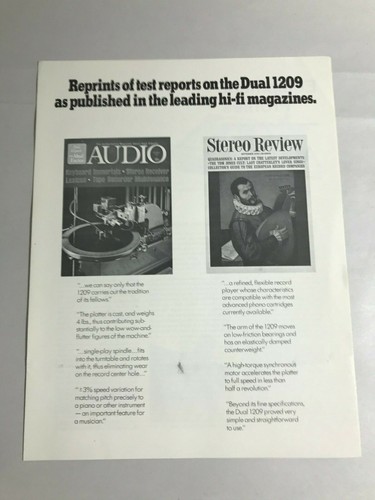 Rare 1970 Dual Model 1209 Turntable Sales Brochure | eBay