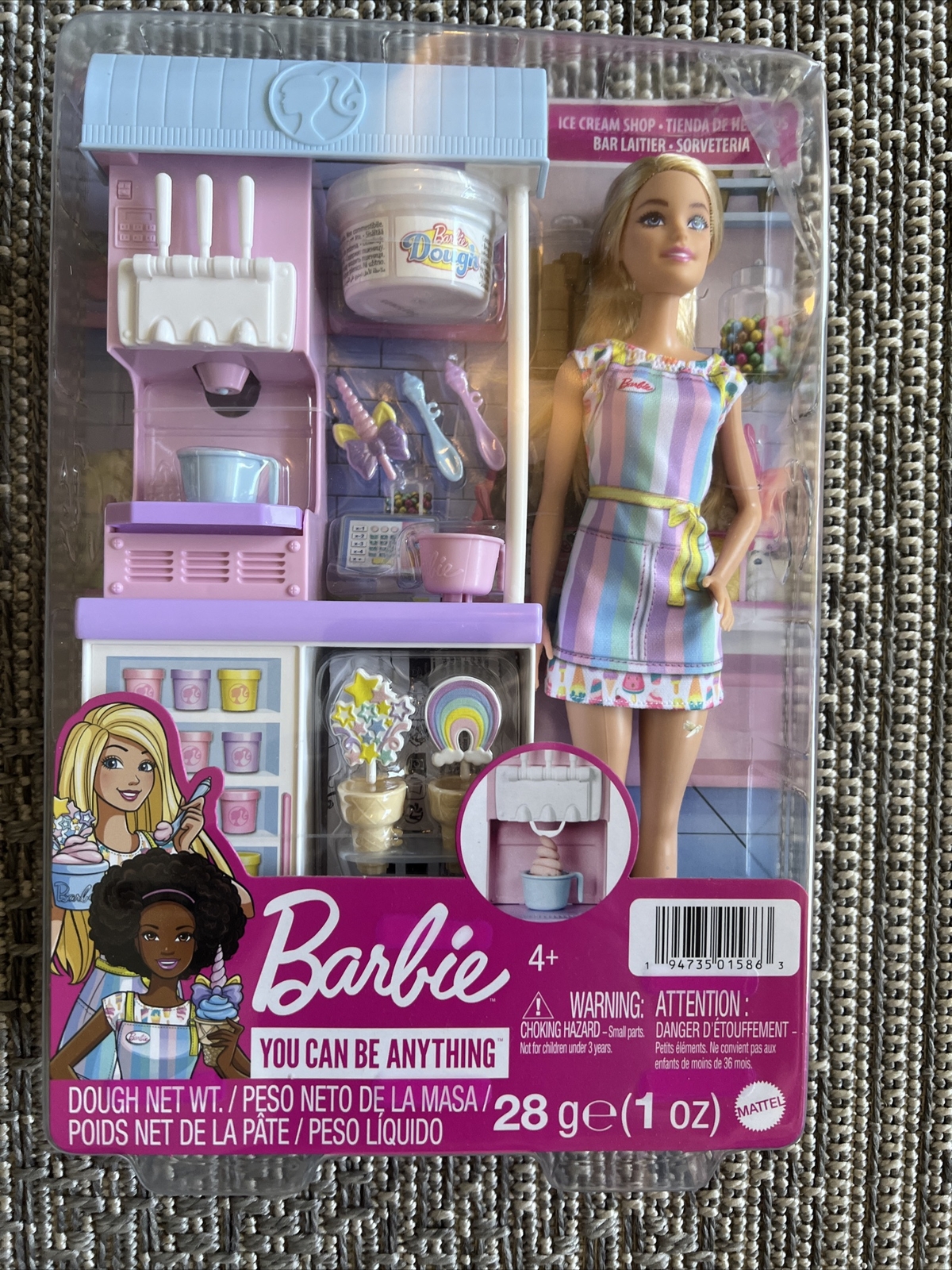 Barbie Ice Cream Shop Playset with 12 in Blonde Doll, Ice Cream Making ...