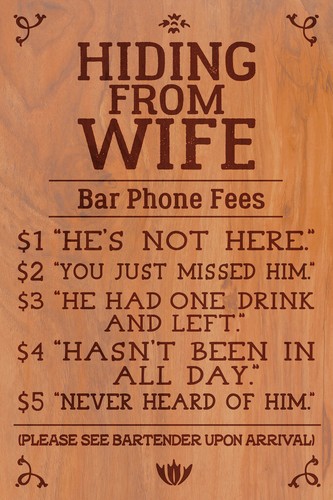 Hiding From Wife Bar Phone Fees Funny Cool Wall Decor Art Print Poster ...
