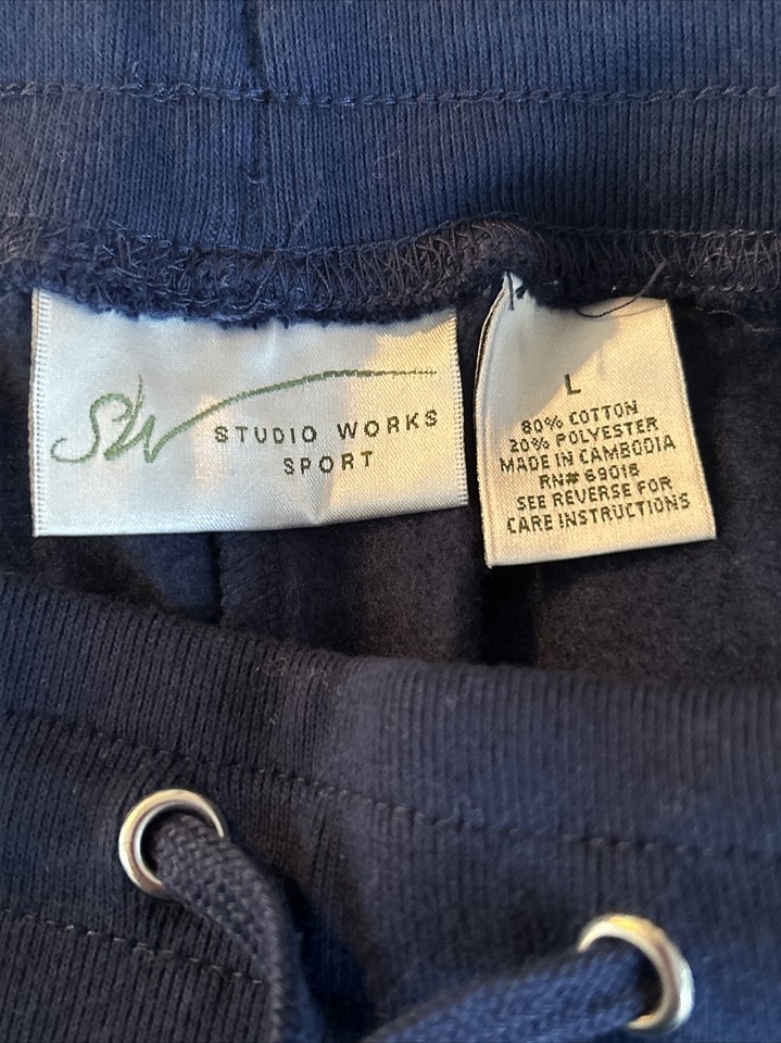 STUDIO WORKS Sweatpants Wide Waistband and Drawstring Size Large Color ...