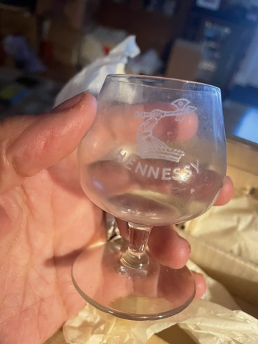 4 Vintage Small HENNESSY Logo Pedestal Shot Glass Rare Cognac Cordial ...