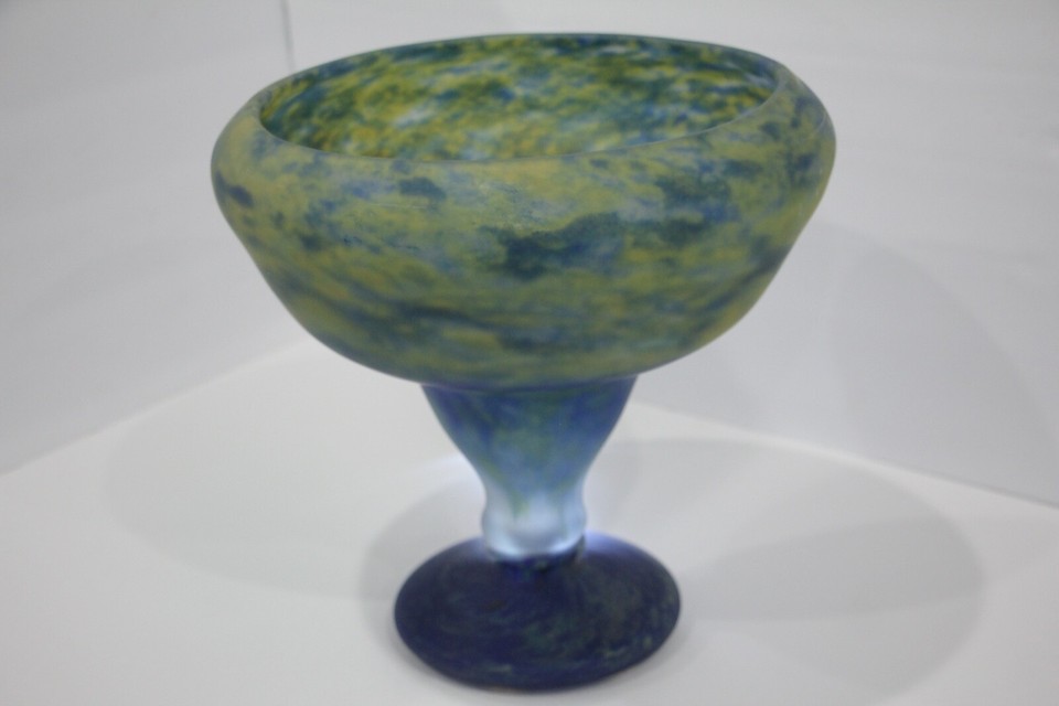 Big ! Daum Nancy Art Deco Blue/Green Glass Vase 1920 | eBay