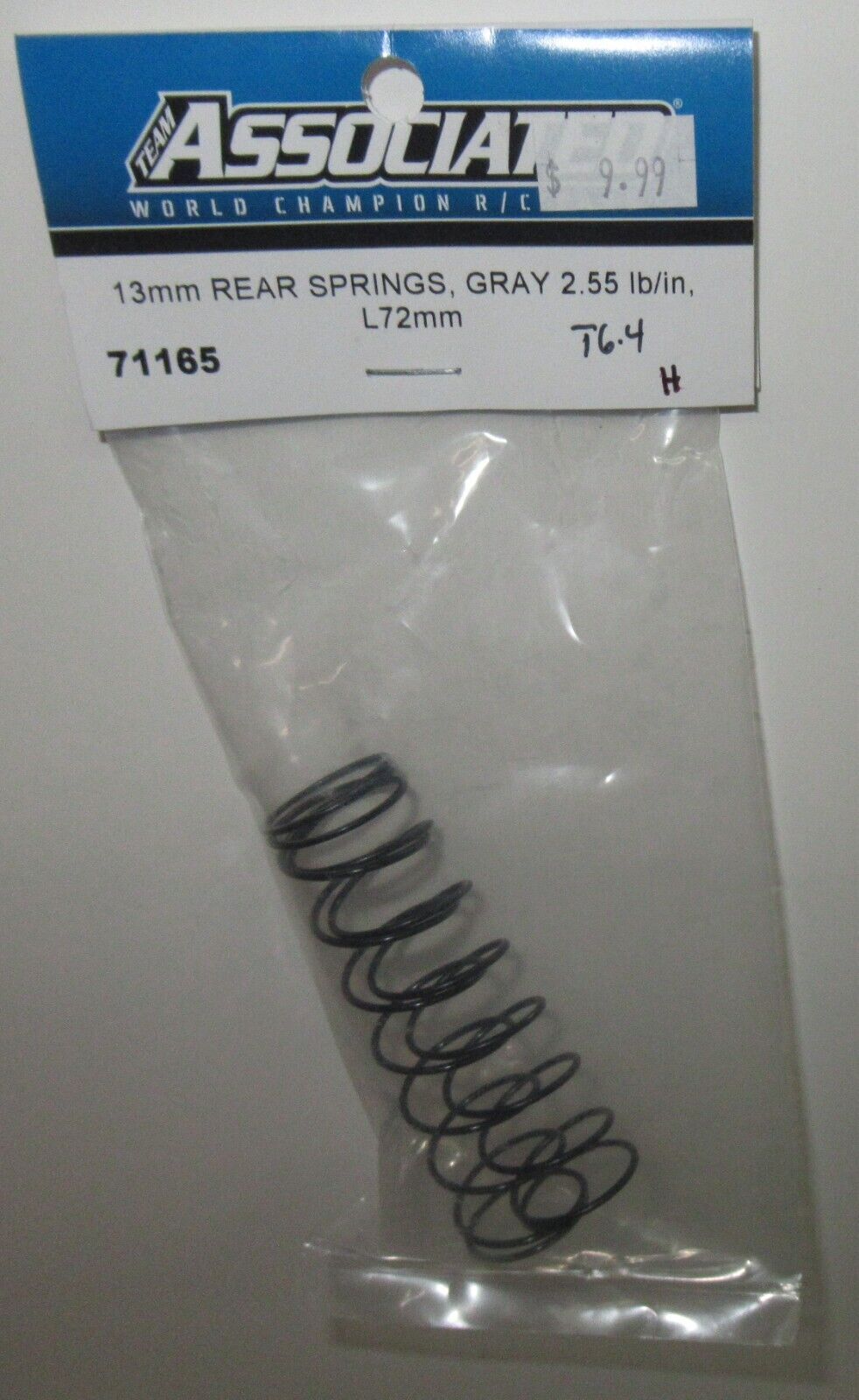 Team Associated 13mm Rear Shock Spring, Gray 2.55lb/in, L72m #71165 | eBay