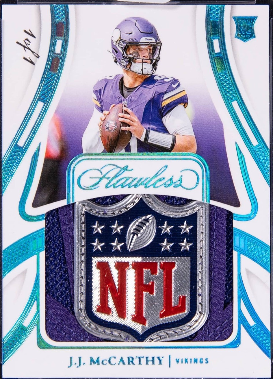 2024 Panini Flawless - Rookie Patches J.J. McCarthy #FRP-JJM Platinum ...