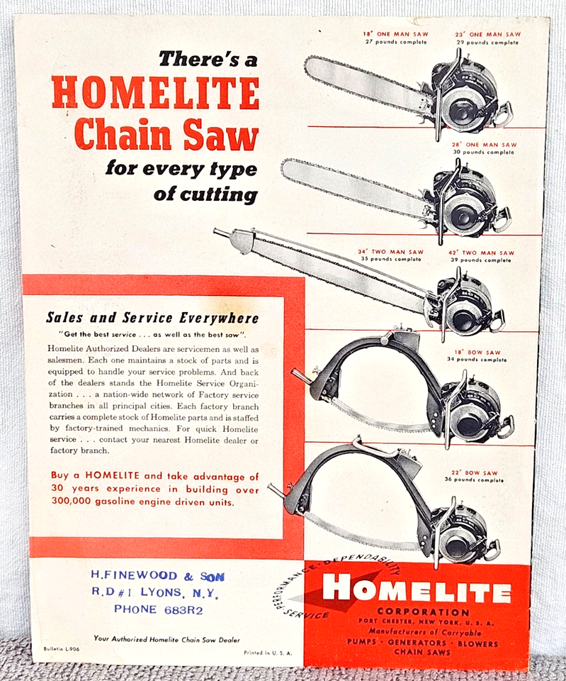 VTG Homelite Brochure antique two stroke nice shape | eBay