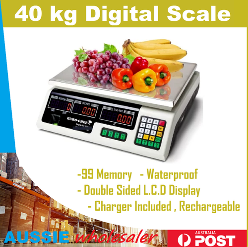 40KG Kitchen Digital Electronic Scale Shop Weight Scales Food White ...