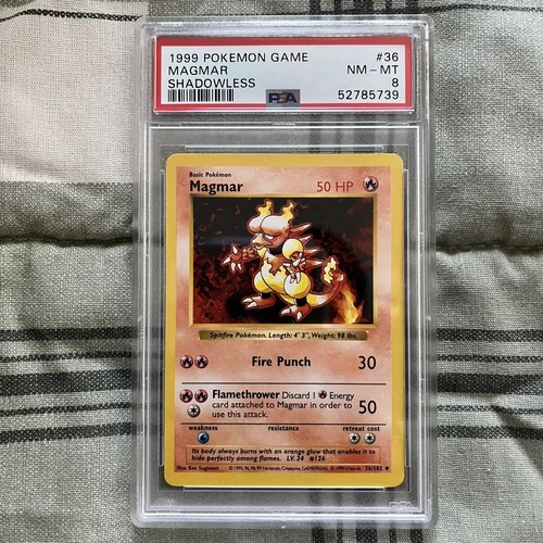 1999 Pokemon Base Set Shadowless Magmar Card TCG 36 Near Mint PSA 8 ...