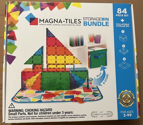MAGNA-TILES Storage Bin Bundle 84-Piece Magnetic Construction Set, NIB ...