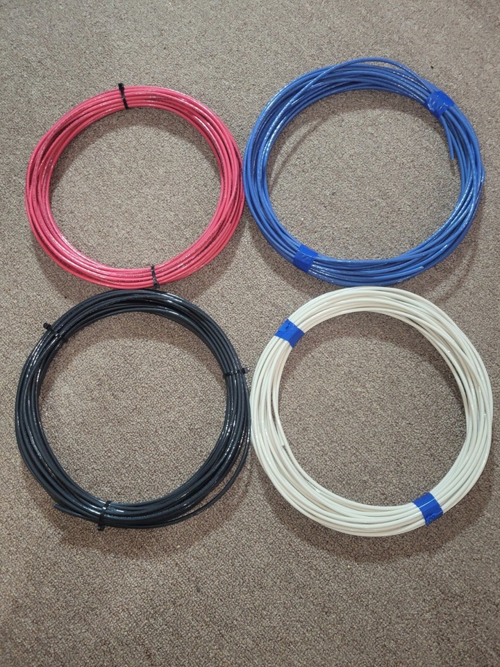 10 AWG BRIGHT COPPER WIRE STRANDED THHN 50 FEET EACH BLACK + RED + BLUE ...