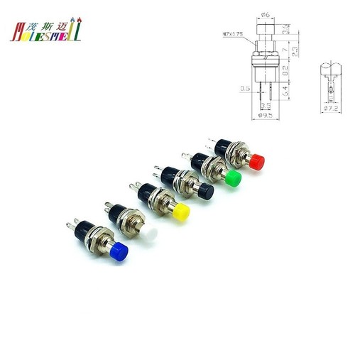 Momentary Push Button Switch OFF-(ON) SPST 7mm Normally Open Contacts ...