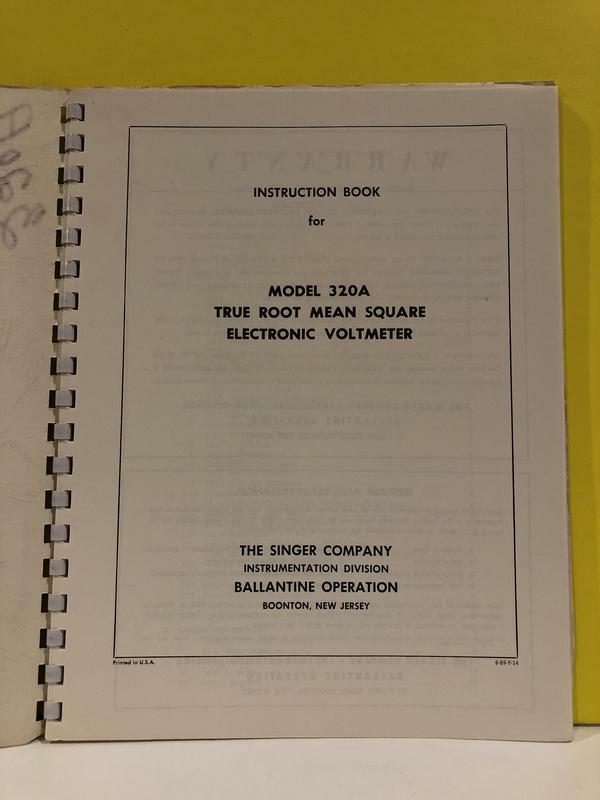 Singer 6-69-Y-14 Model 320A True Root Mean Square Voltmeter Instruction ...