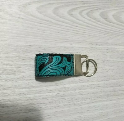 Teal Mini Floral Embossed Faux Leather Key Fob | eBay