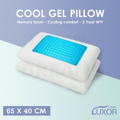 Standard Size Supreme Quality Memory Foam Cool Soft Gel Top Pillow-Flat ...