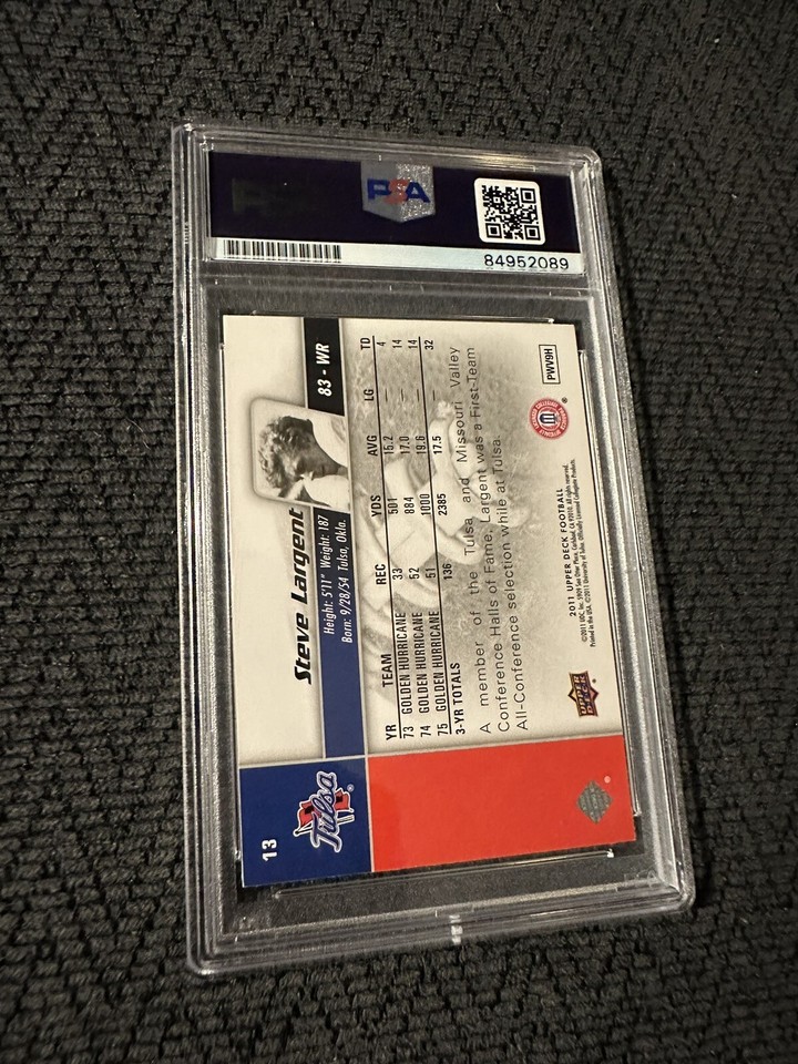 Steve Largent Signed 2011 UD Football #13 Card PSA /DNA Slab COA Tulsa ...